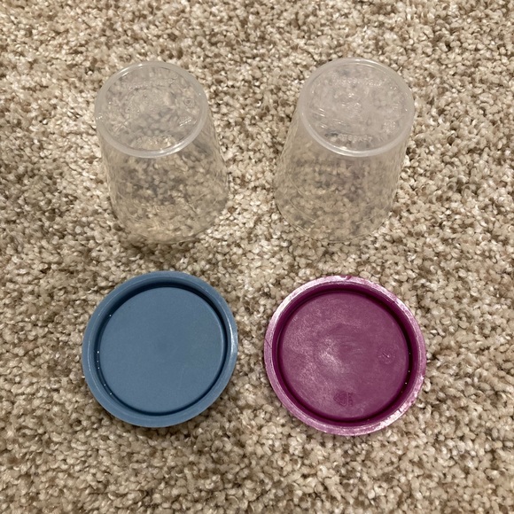 Tupperware | Kitchen | Tupperware Set Of 2 Lid Clear Purple Blue Clear ...